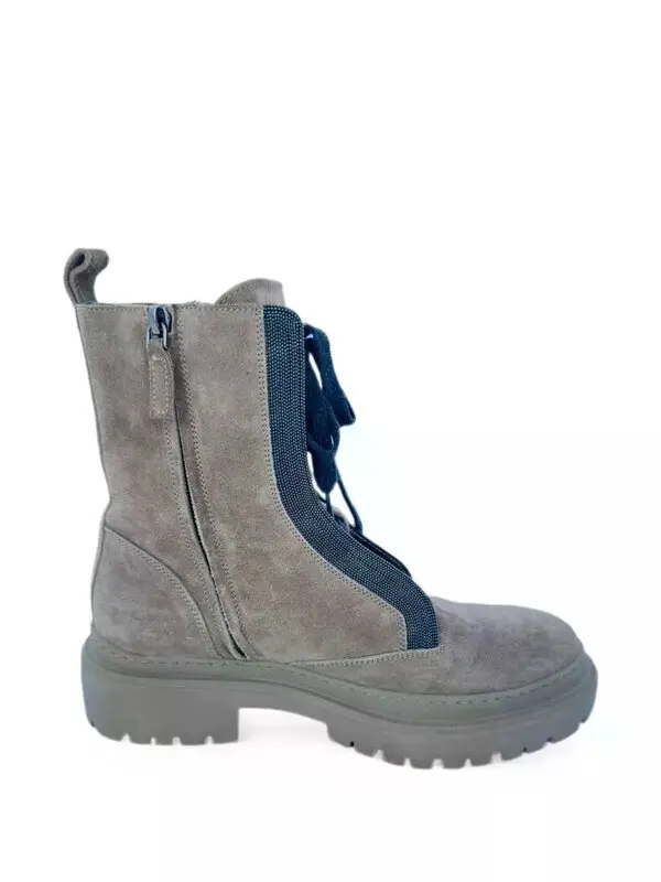Brunello Cucinelli Suede Combat Boots - Brown