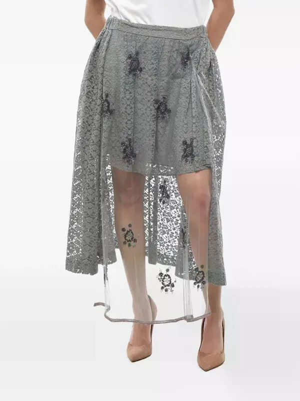 Stella McCartney Embellished Lace High-low Skirt - Grey
