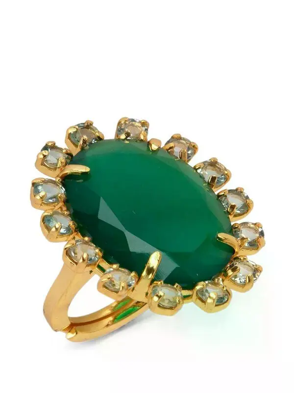 BOUNKIT JEWELRY Terra Ring With Green Onyx And Quartz