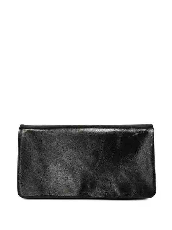 POCHE PARIS Crinkled-effect Chain-link Clutch Bag - Black