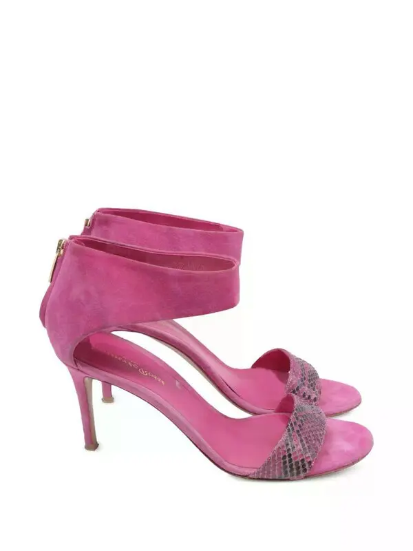 GIANVITO ROSSI Suede Ankle Strap Stiletto Sandals - Pink