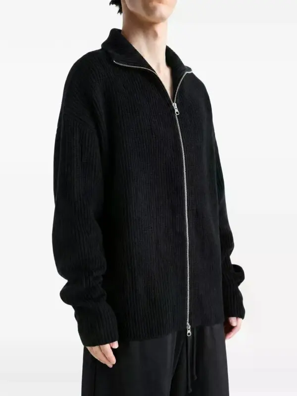 Extreme Cashmere Ribbed-knit Zip-up Sweater - Black