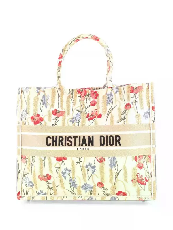 Dior Book Embroidered Canvas Large Tote Bag - Gold