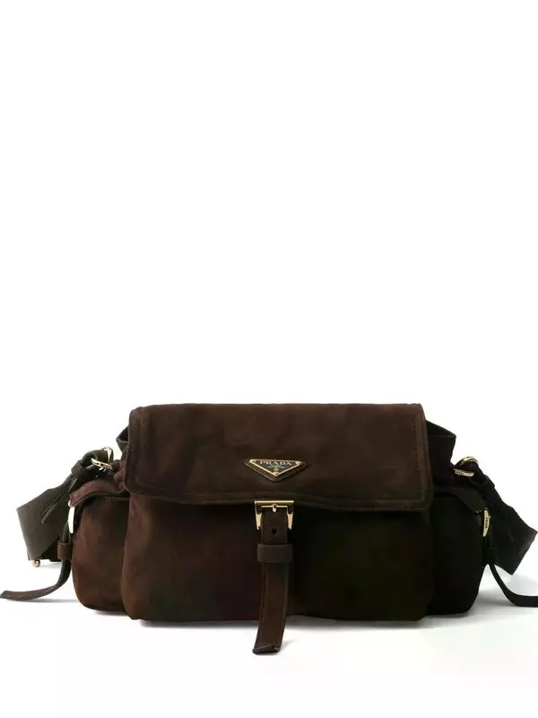Prada Medium Suede Shoulder Bag - Brown