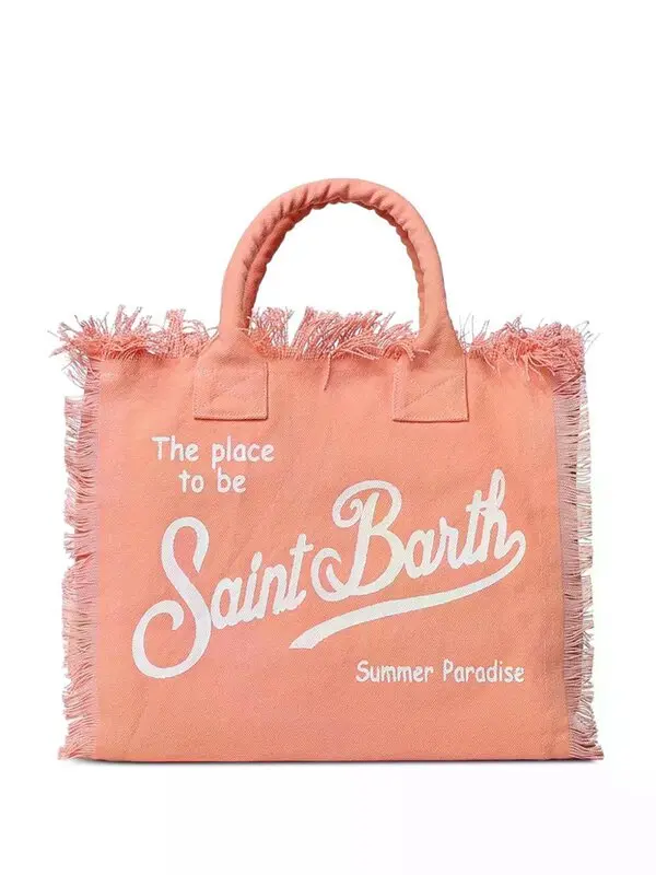 MC2 SAINT BARTH Canvas Colette Bag With Fringes - Orange