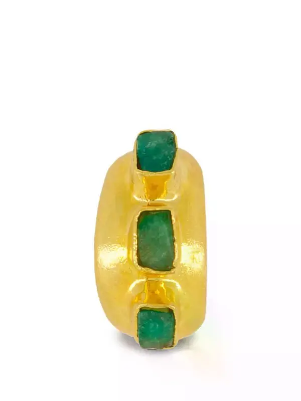 FENOMENA Havana Glow Emerald Ear Cuff - Gold