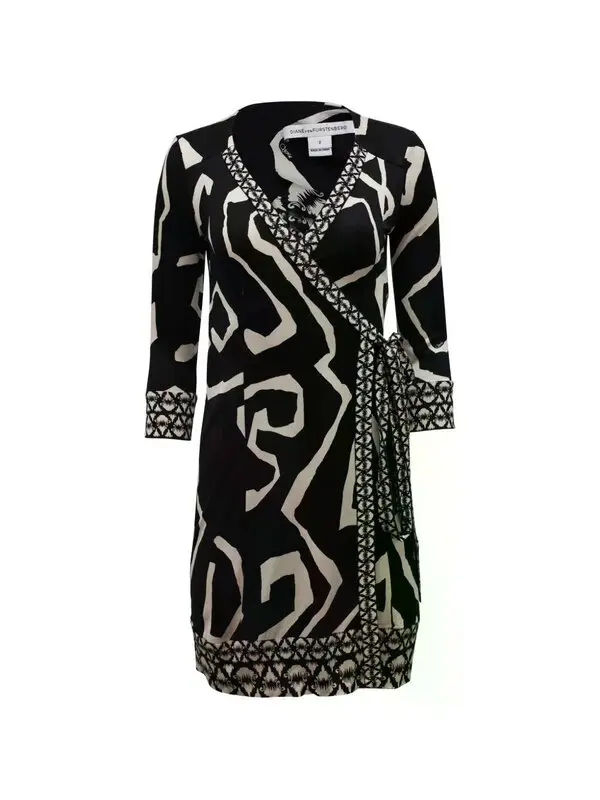 Diane Von Furstenberg Printed Wrap Silk Dress - Black