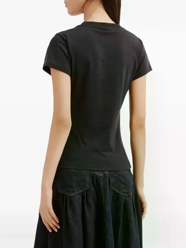 GANNI Crochet-patch Logo-print T-shirt