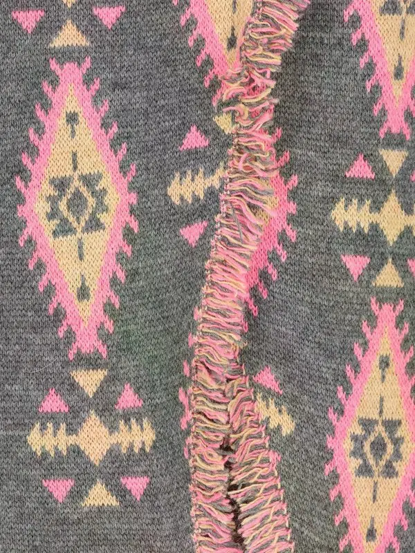 COLOUR MARKET Geometric-pattern Fringed Maxi Skirt