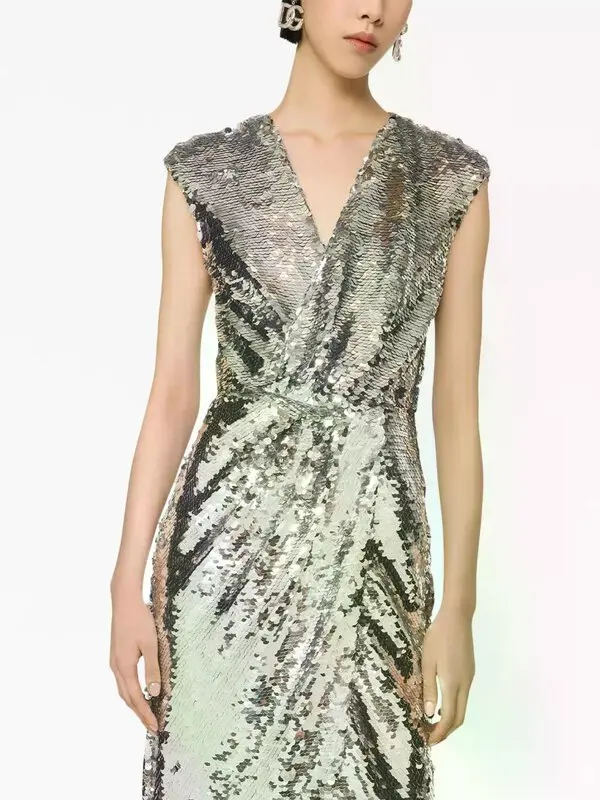 Dolce & Gabbana Sequin-embellished Draped Dress