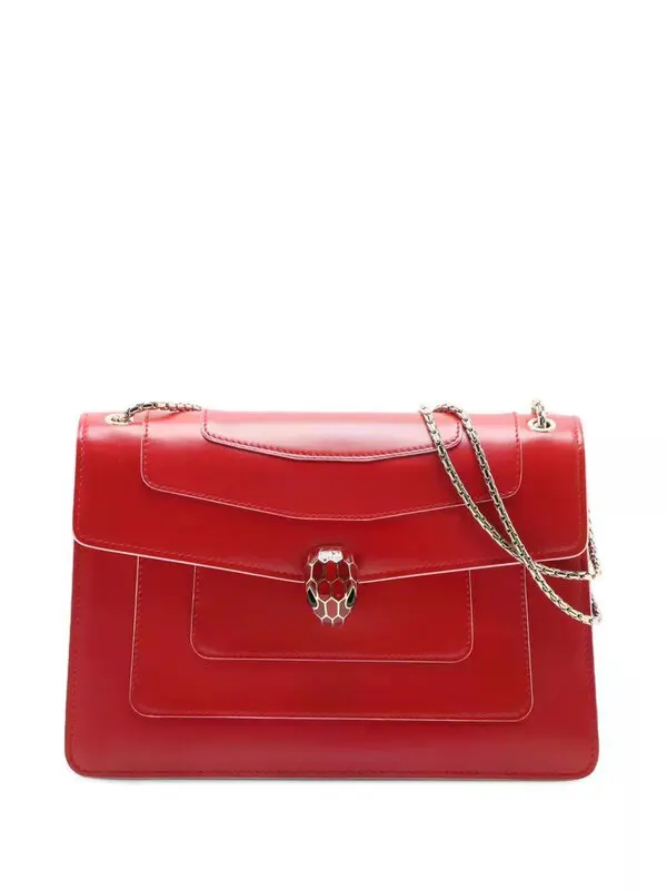 BVLGARI 2012-2026 Medium Calfskin Serpenti Forever Shoulder Bag - Red