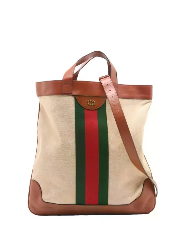Gucci 2016-2026 Large Canvas Web Satchel - Neutrals