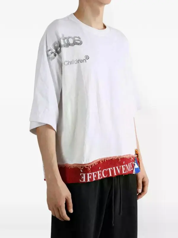 SAITOS Slogan-print Raw-edge T-shirt