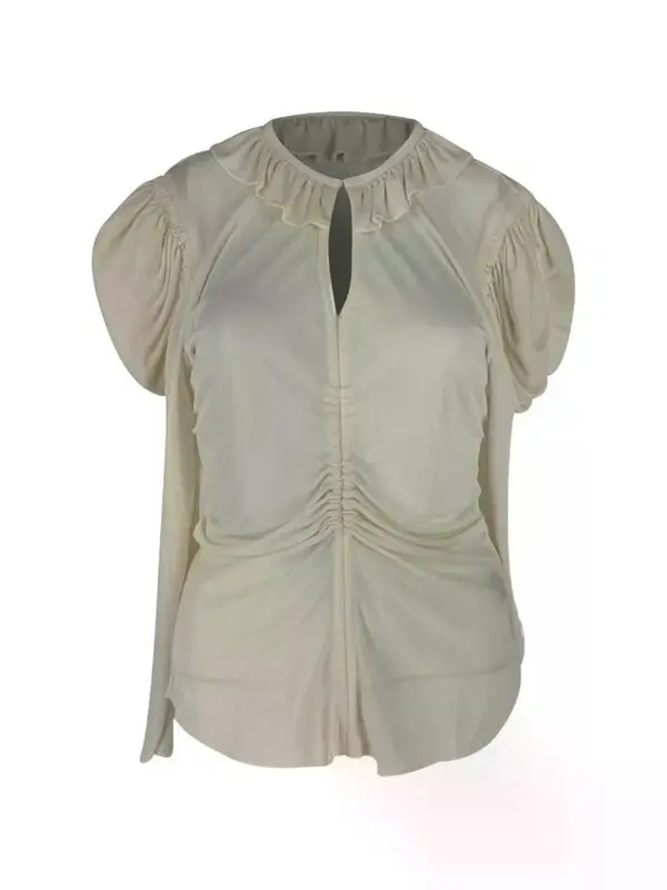 ISABEL MARANT VINTAGE Ruffled Puff-sleeve Blouse - Neutrals