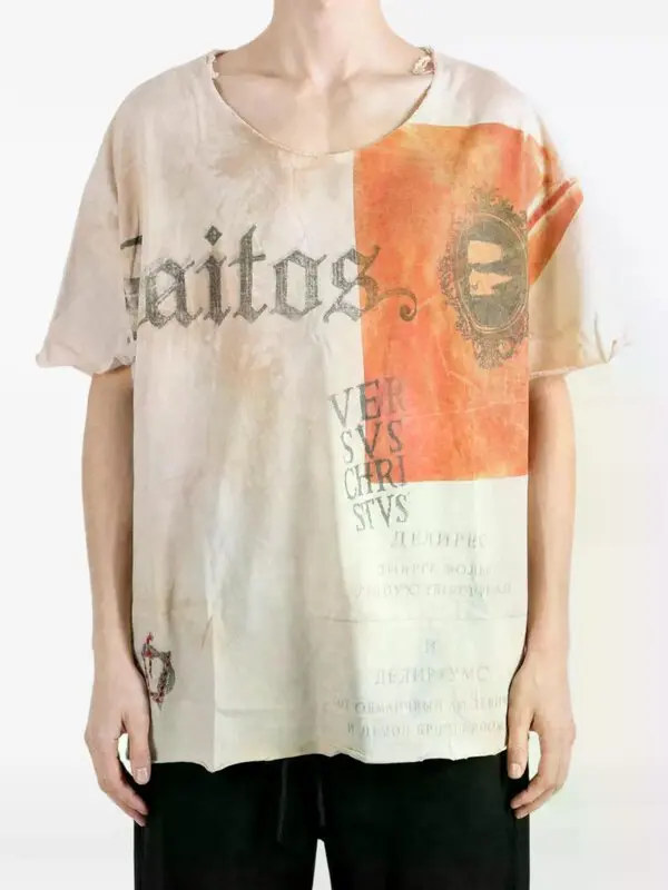 SAITOS 783 Anchor Graphic-print Distressed-effect T-shirt
