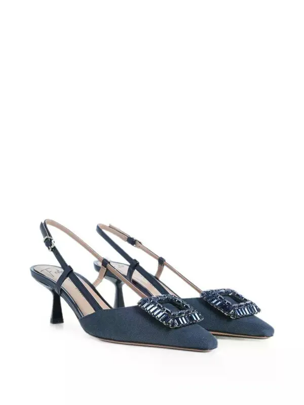 Roberto Festa Ingrid Rhinestone Embellished Slingback Heeled Pumps - Blue