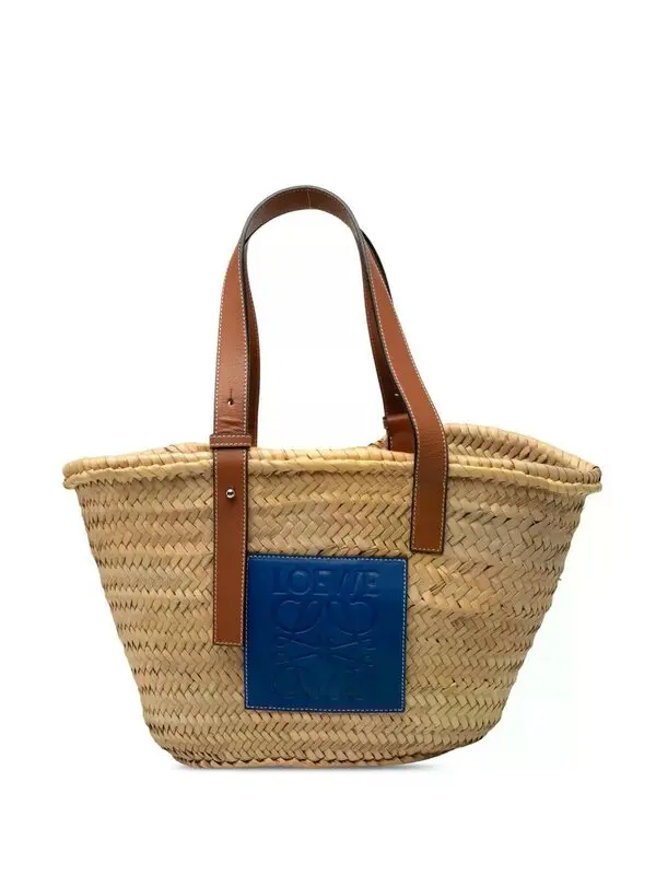 Loewe 2019 Medium Raffia Anagram Basket Tote Bag