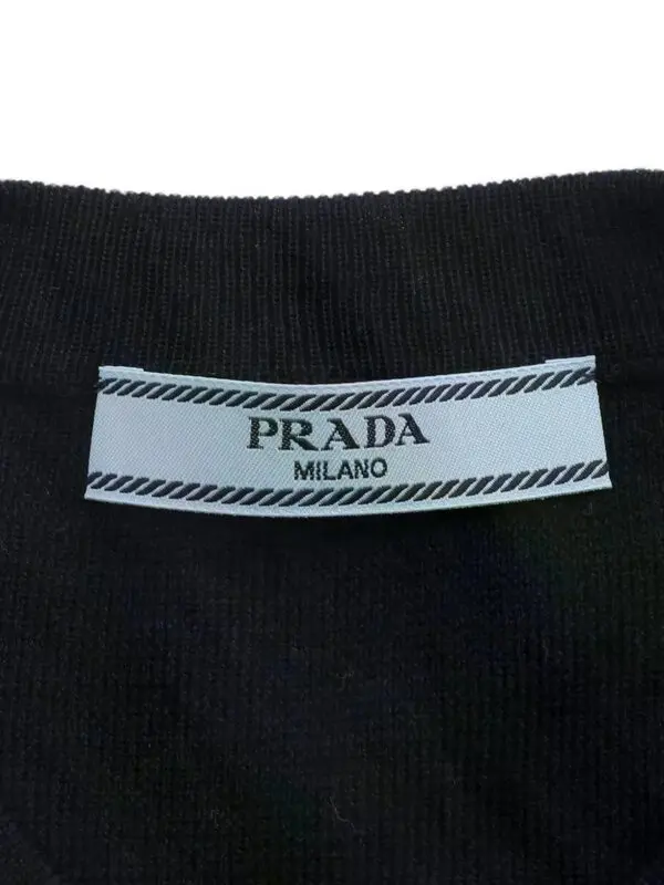 Prada 2010s Striped-pattern Button-detail Wool Sweater - Blue