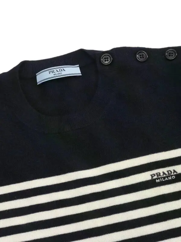 Prada 2010s Striped-pattern Button-detail Wool Sweater
