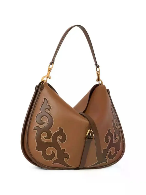 Etro Maxi Leather Pony Bag With Texan Embroidery