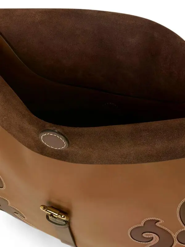 Etro Maxi Leather Pony Bag With Texan Embroidery