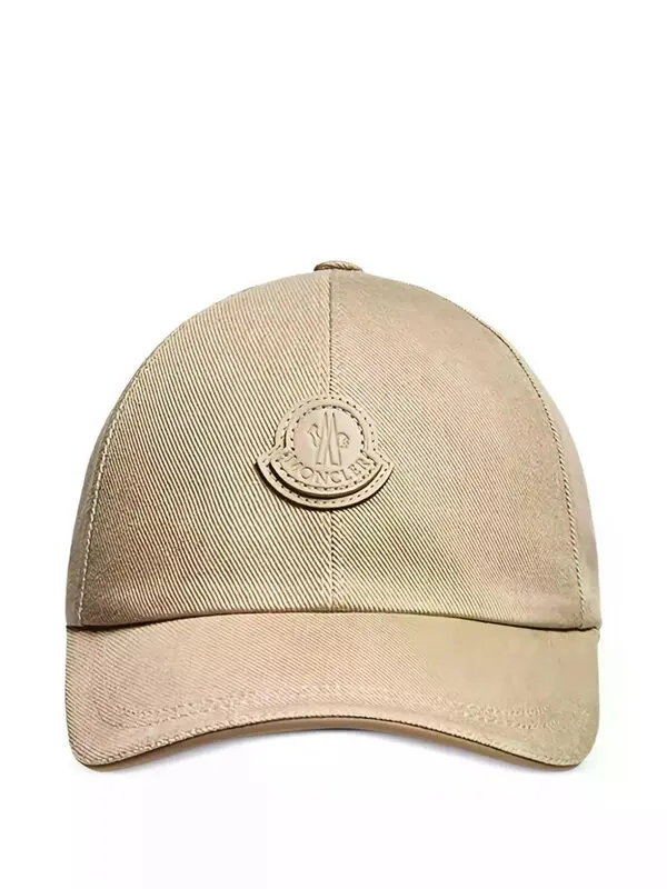 Moncler Leather-logo Cotton Gabardine Baseball Cap - Neutrals
