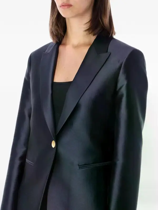 Alberta Ferretti Satin-finish Single-breasted Blazer - Blue