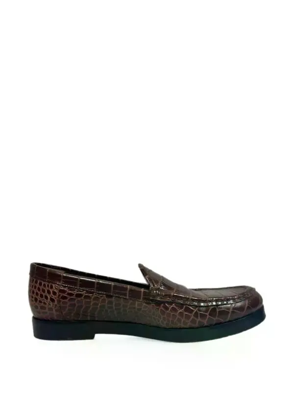 Manolo Blahnik 2020s Ralone Croc-effect Leather Loafers - Brown