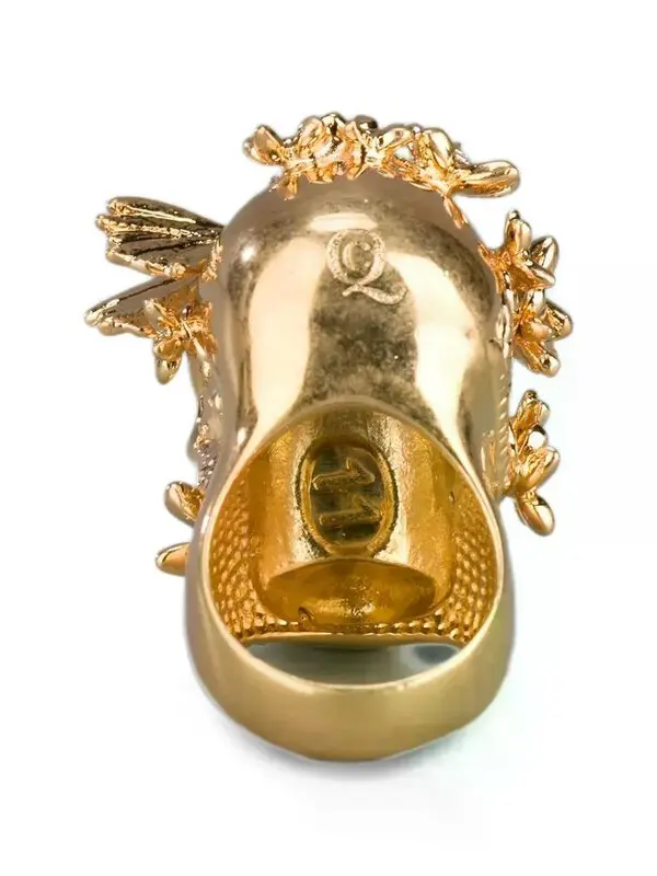 Alexander McQueen Floral-embellished Skull Ring