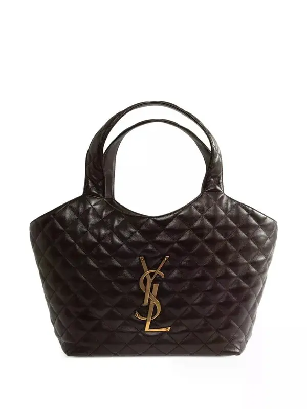 Saint Laurent Icare Diamond-quilted Leather Tote Bag - Brown