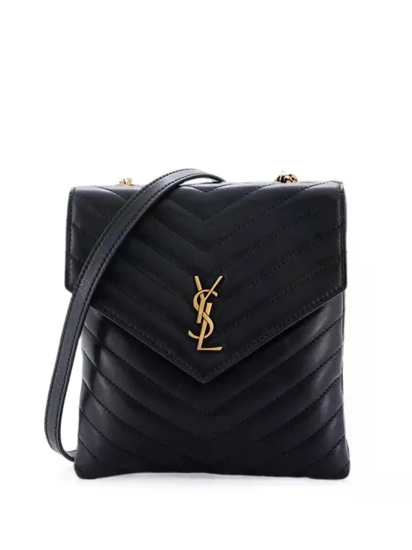 Saint Laurent Double Flap Bag Chevron Leather Shoulder Bag