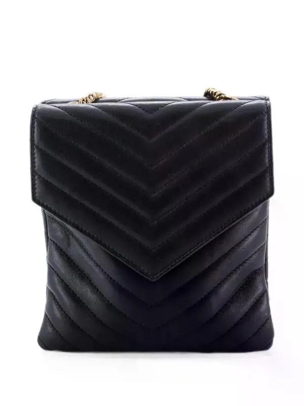 Saint Laurent Double Flap Bag Chevron Leather Shoulder Bag