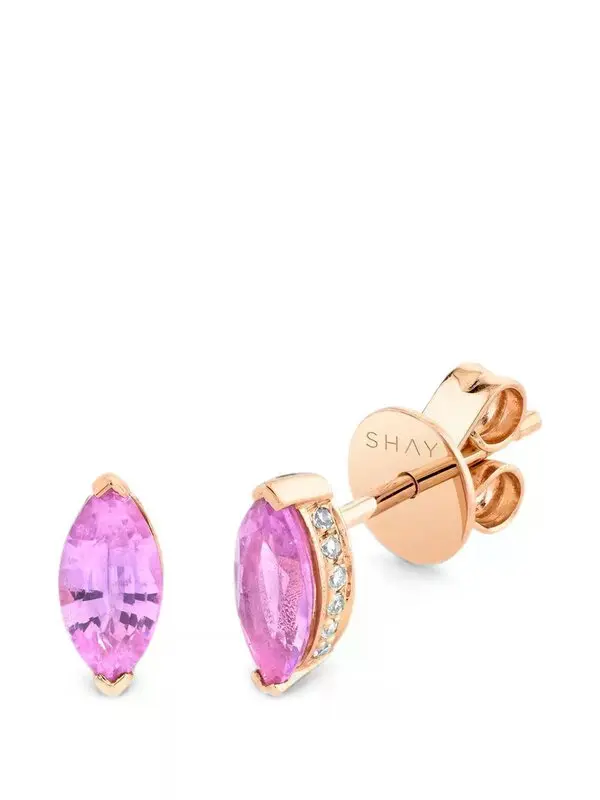 Shay Logo Detail Sapphire And Diamond Earrings - Pink