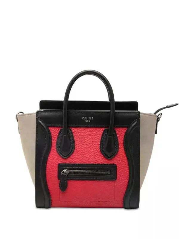 Celine 2017 Nano Tricolor Nubuck And Calfskin Luggage Tote Satchel - Multicolour