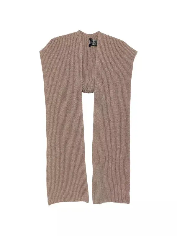 Soeur Ribbed-knit Hooded Scarf - Neutrals