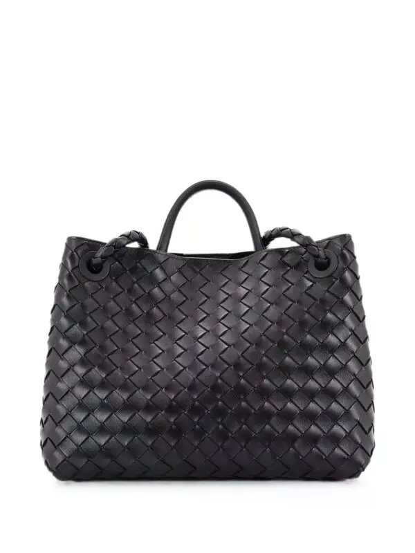 Bottega Veneta Andiamo Top Handle Bag Intrecciato Nappa Medium Satchel - Black