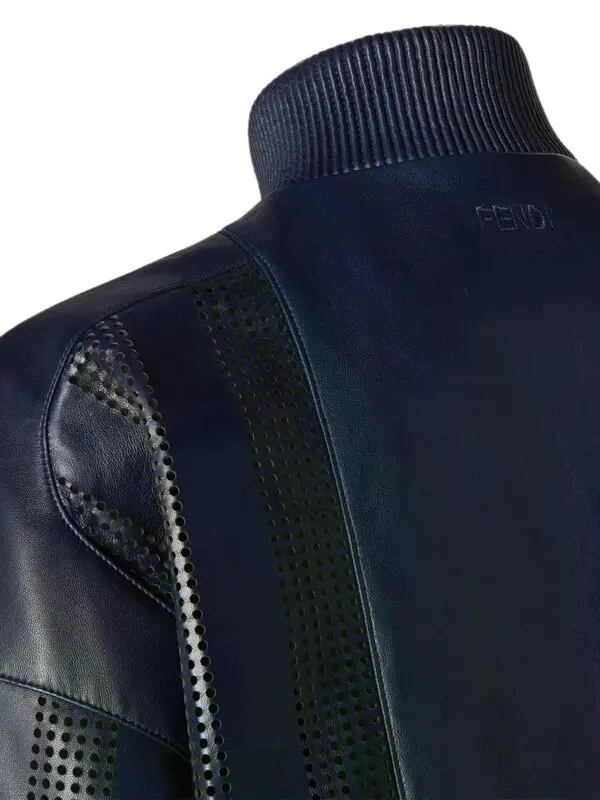 Fendi Perforated Nappa Leather Bomber Jacket