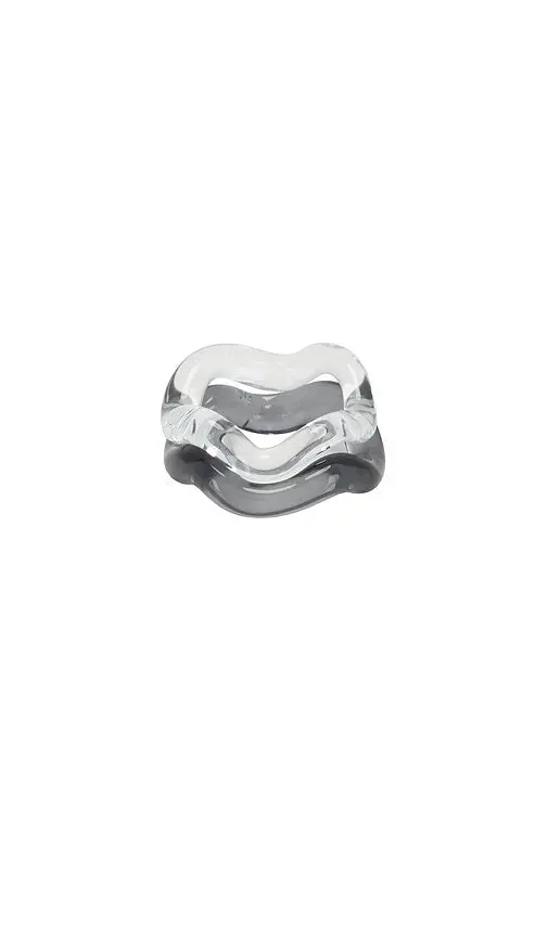 STUDIO CONCHITA Onda Glass Rings Set Of 2 - Blue