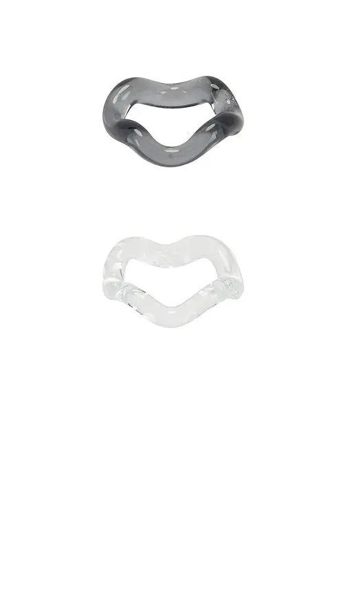 STUDIO CONCHITA Onda Glass Rings Set Of 2 - Blue