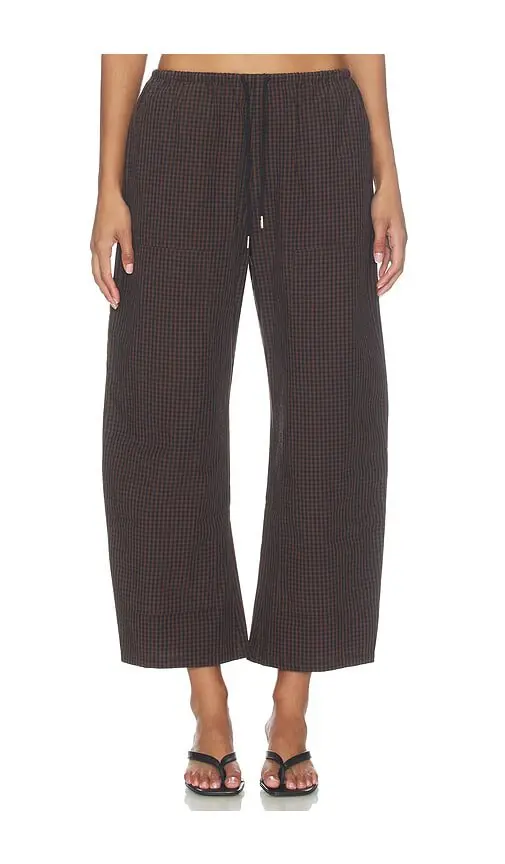 PISTOLA Theo Drawstring Poplin Pant In . Also - Brown