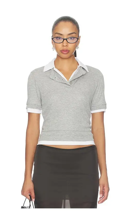 AYA MUSE Double Polo Tee In . Also - Grey
