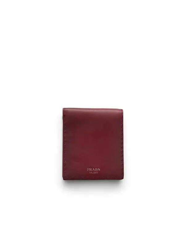 Prada Antiqued Leather Wallet - Ruby Red