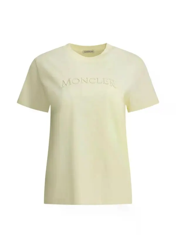 Moncler Embroidered Tonal Logo Cotton T-shirt - Neutrals