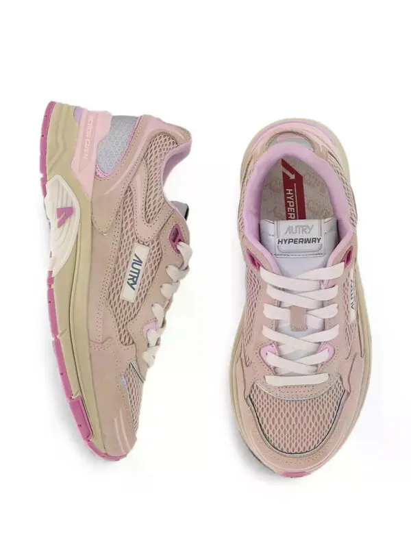 AUTRY Hyperway Sneakers In Phard Pink And Dolphin Suede And Mesh