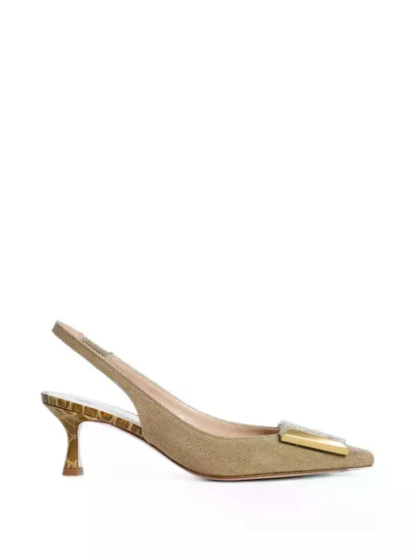 Roberto Festa Arienne Crocodile-effect Appliqué Slingback Pumps - Green