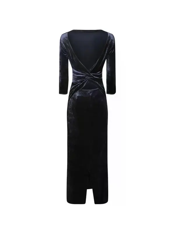 Giorgio Armani Velvet Boat Neck Midi Dress