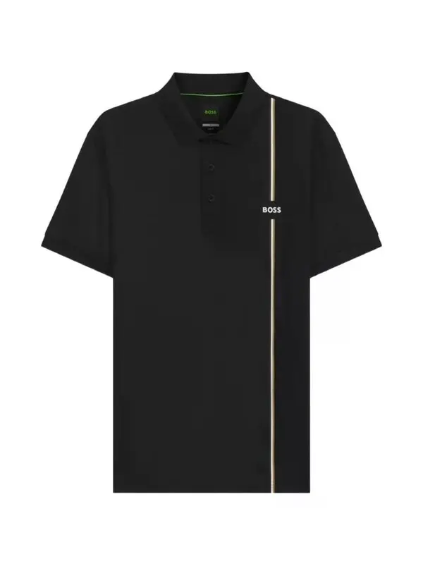 BOSS Active Quick-dry Polo Shirt With Signature Stripe - Black