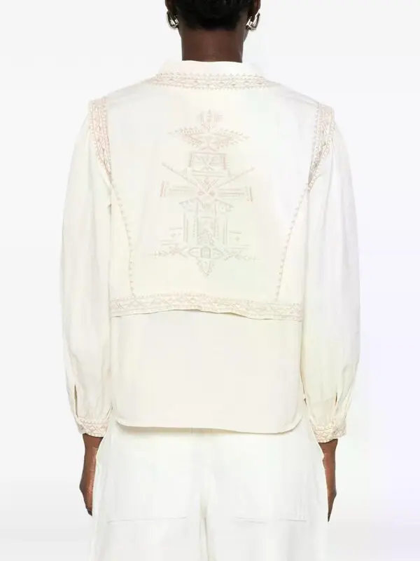 Ba&sh Embroidered Long-sleeve Blouse