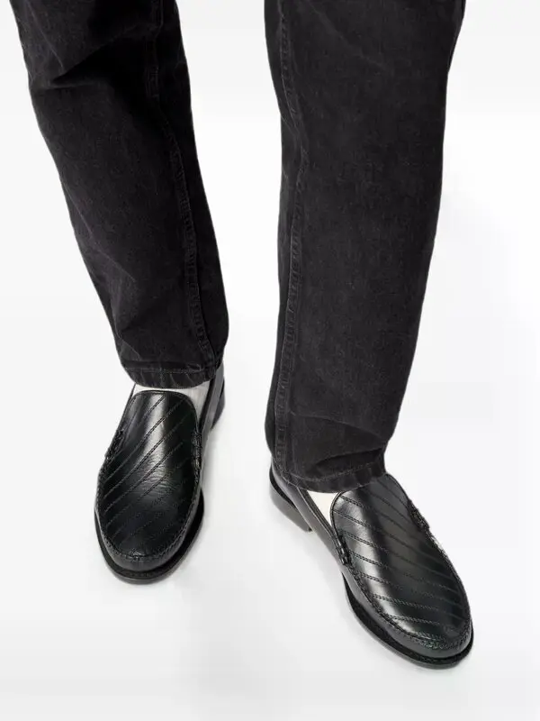 G.H.BASS Cobra Venetian Tram-stitch Loafers - Black