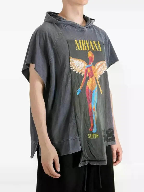 SAITOS Nirvana Graphic-print Short-sleeve Hoodie